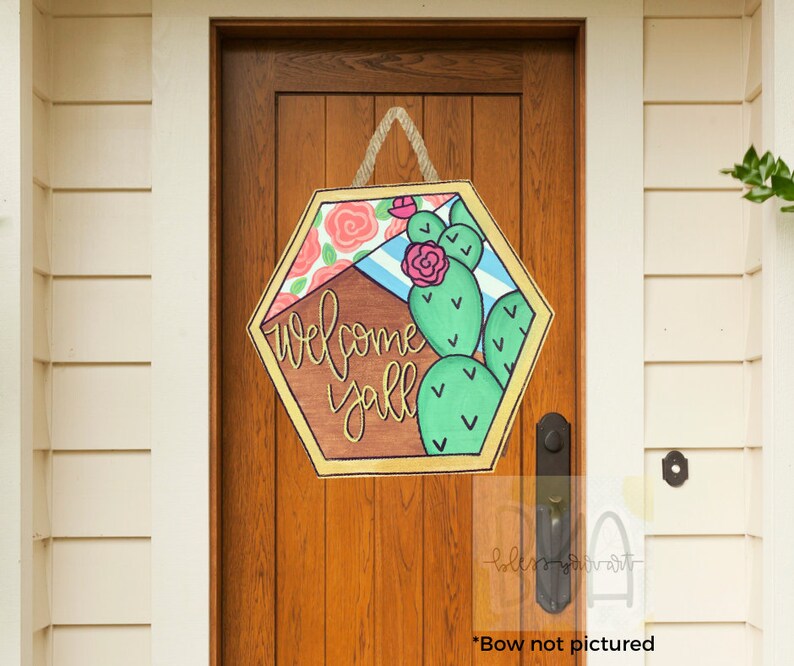 Cactus Door Decor Boho Welcome Cactus Cactus Door Sign - Etsy