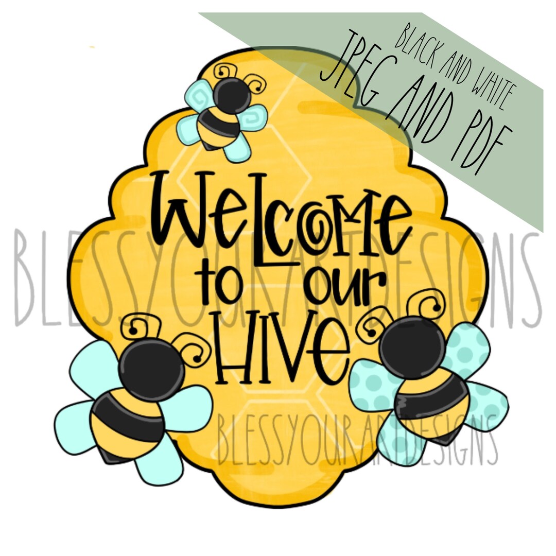 Door Hanger TEMPLATE: Bee Hive| Door Hanger Template, Digital Download ...