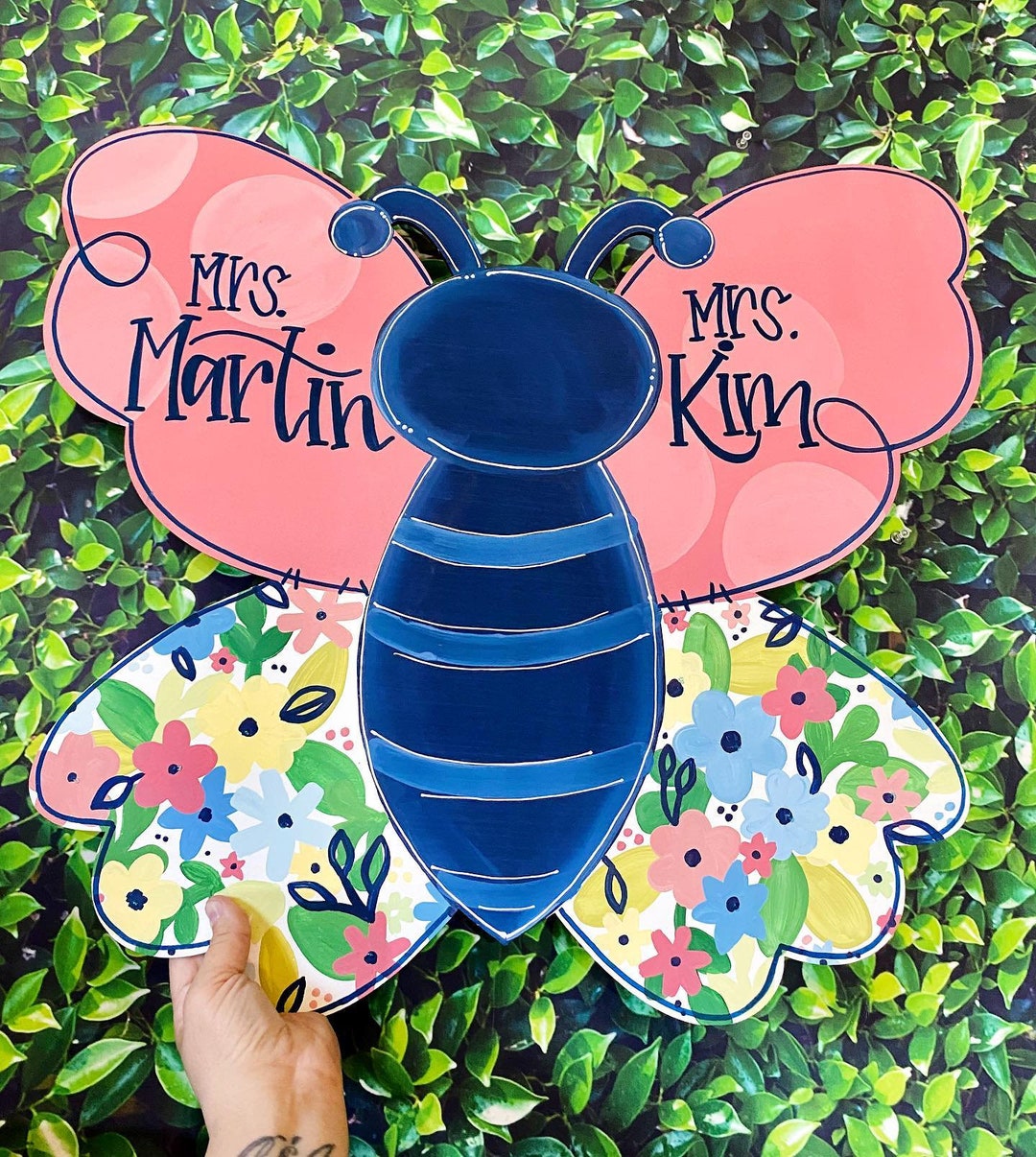 Floral Butterfly Door Hanger, Teacher Door Hanger, Spring Door Decor ...