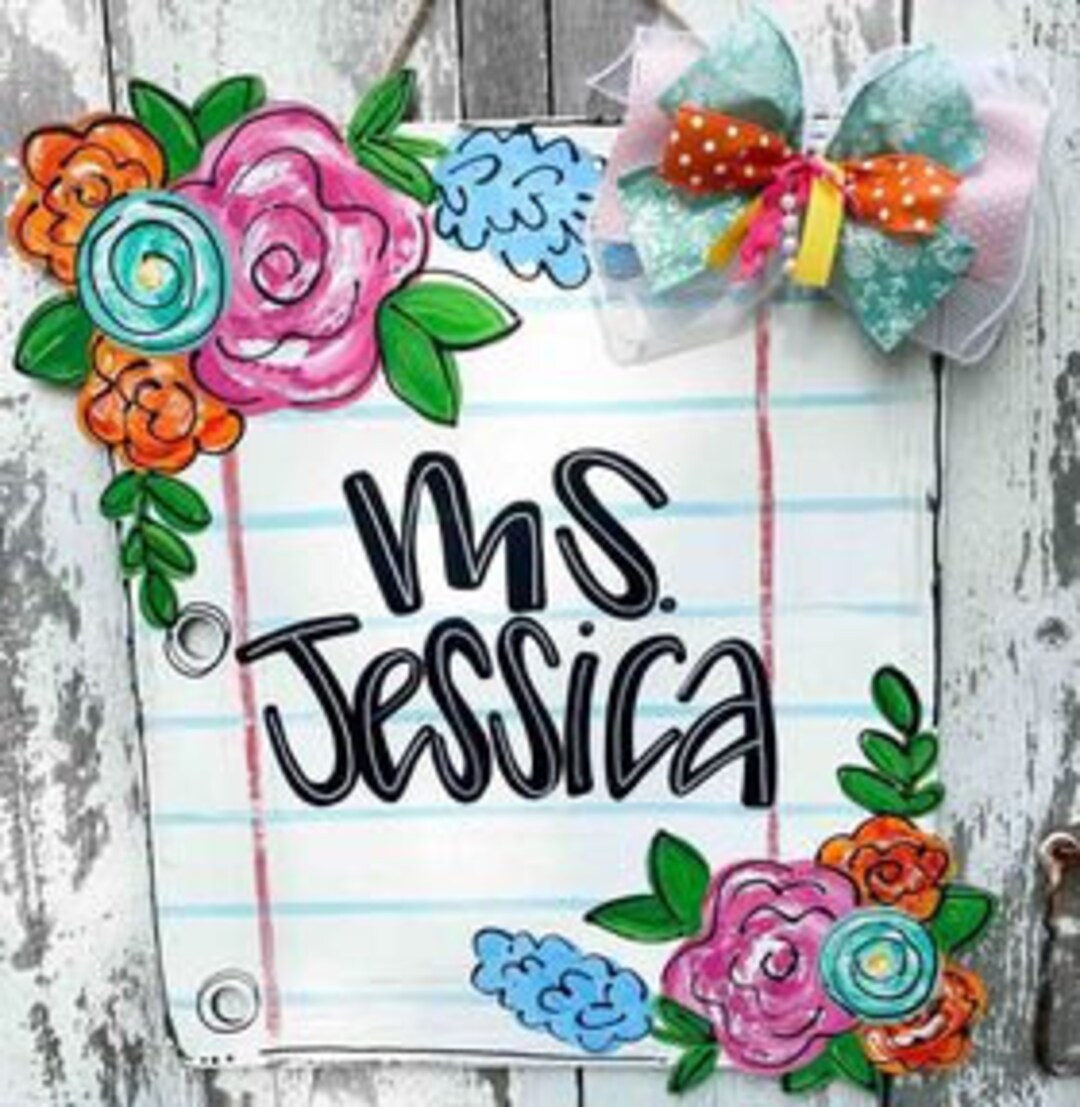 Teacher Door Sign, Door Hanger, Floral Teacher Sign, Classroom Decor ...