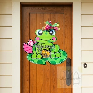 Frog Wooden Door Hanger, Summer Porch Decor, Wooden Door Decor, Spring ...