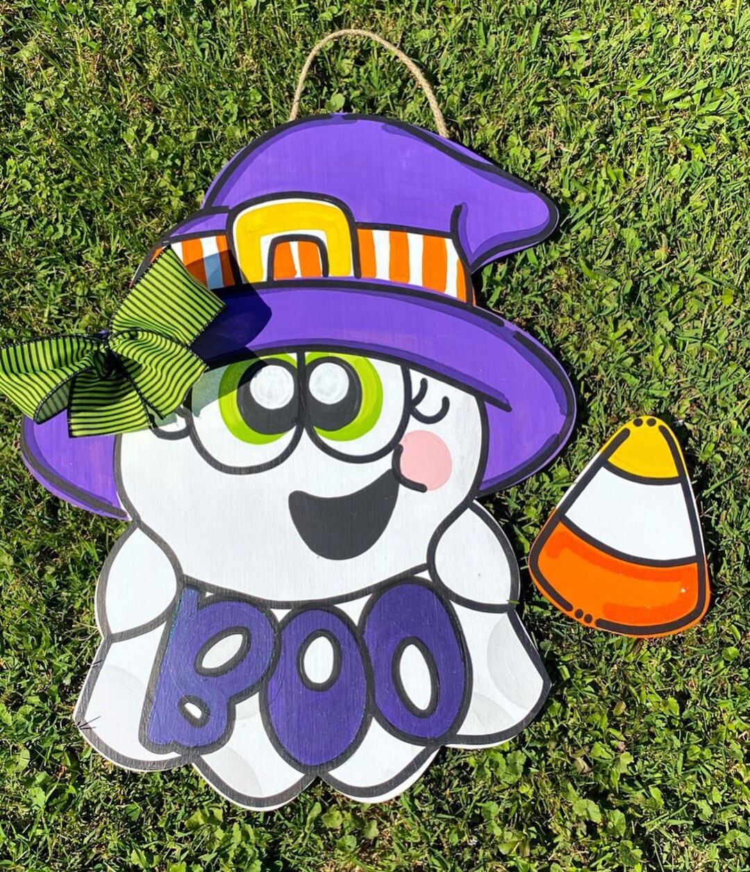 Halloween Wreath, Halloween Door Hanger, Ghost Door Sign, Boo Door ...