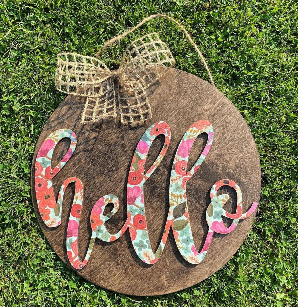 Hello Everyday Door Hanger Door Round Welcome Door Hanger - Etsy