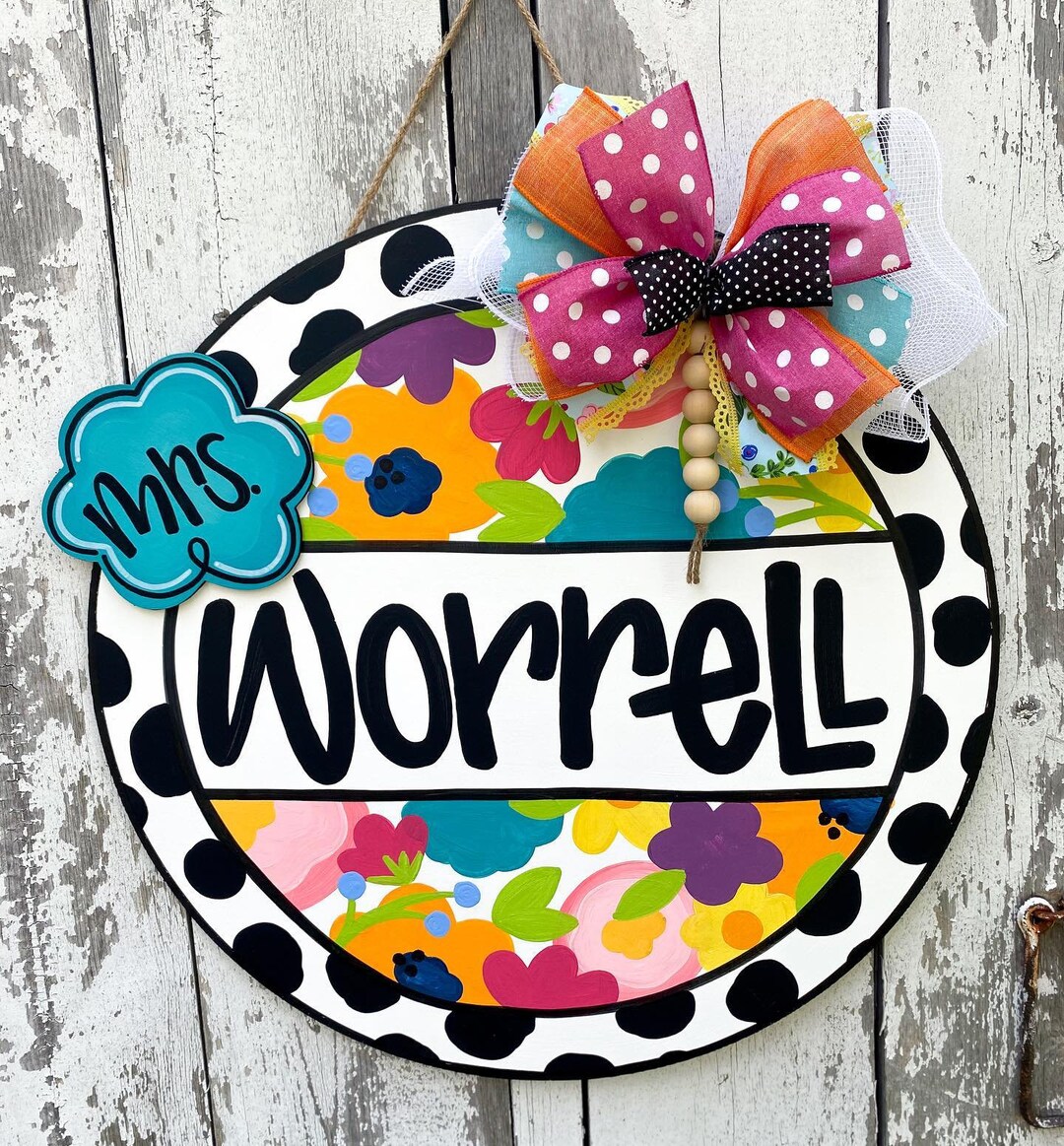 Floral Door Hanger, Whimsical Door Decor, Teacher Door Hanger, Teacher ...