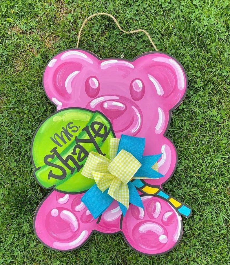 Gummy Bear Door Hanger, Teacher Sign, Candy Shop Sign, Candy Themed ...