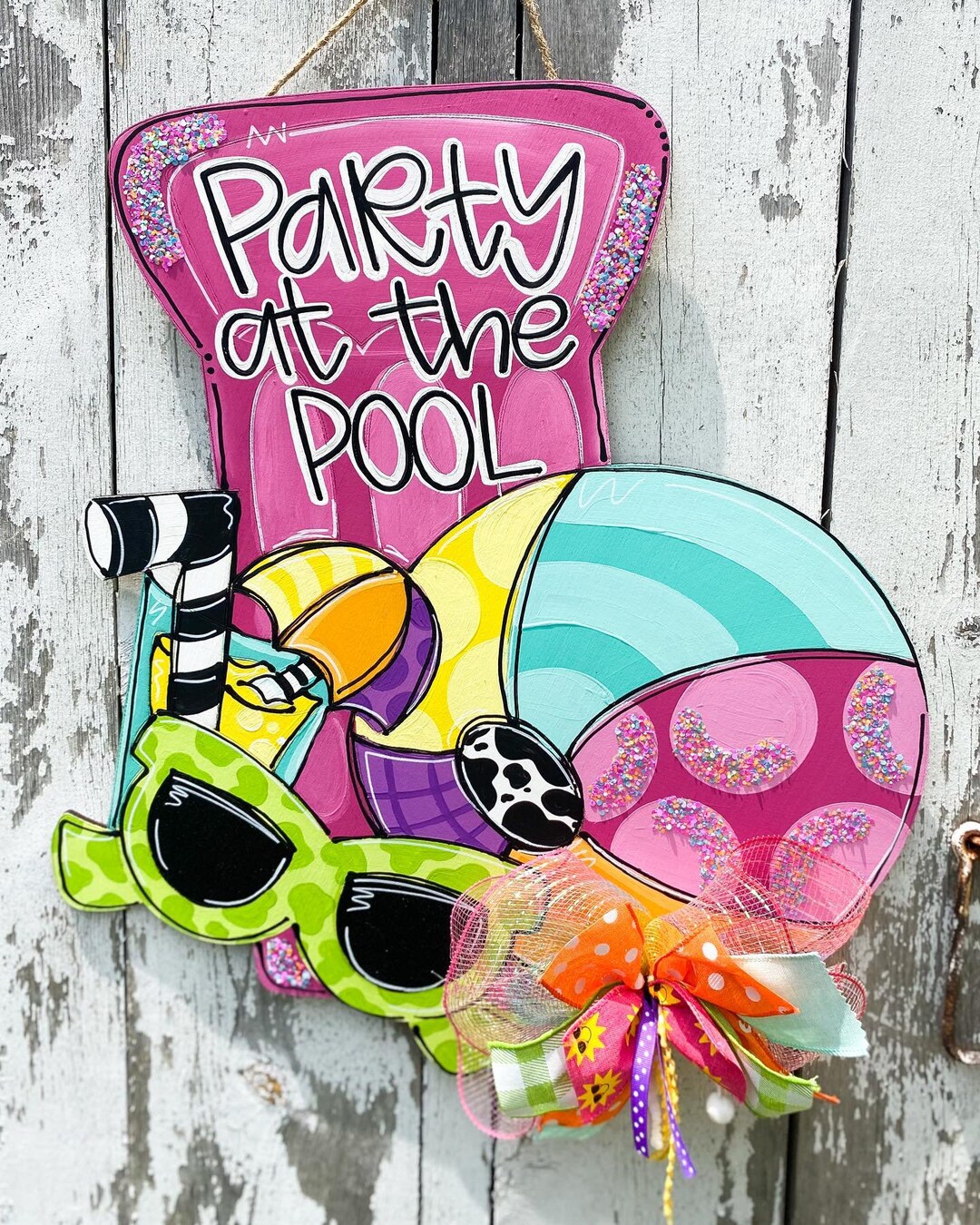 Pool Sign, Pool Door Hanger, Patio Decor, Summer Wreath, Pool Wreath ...