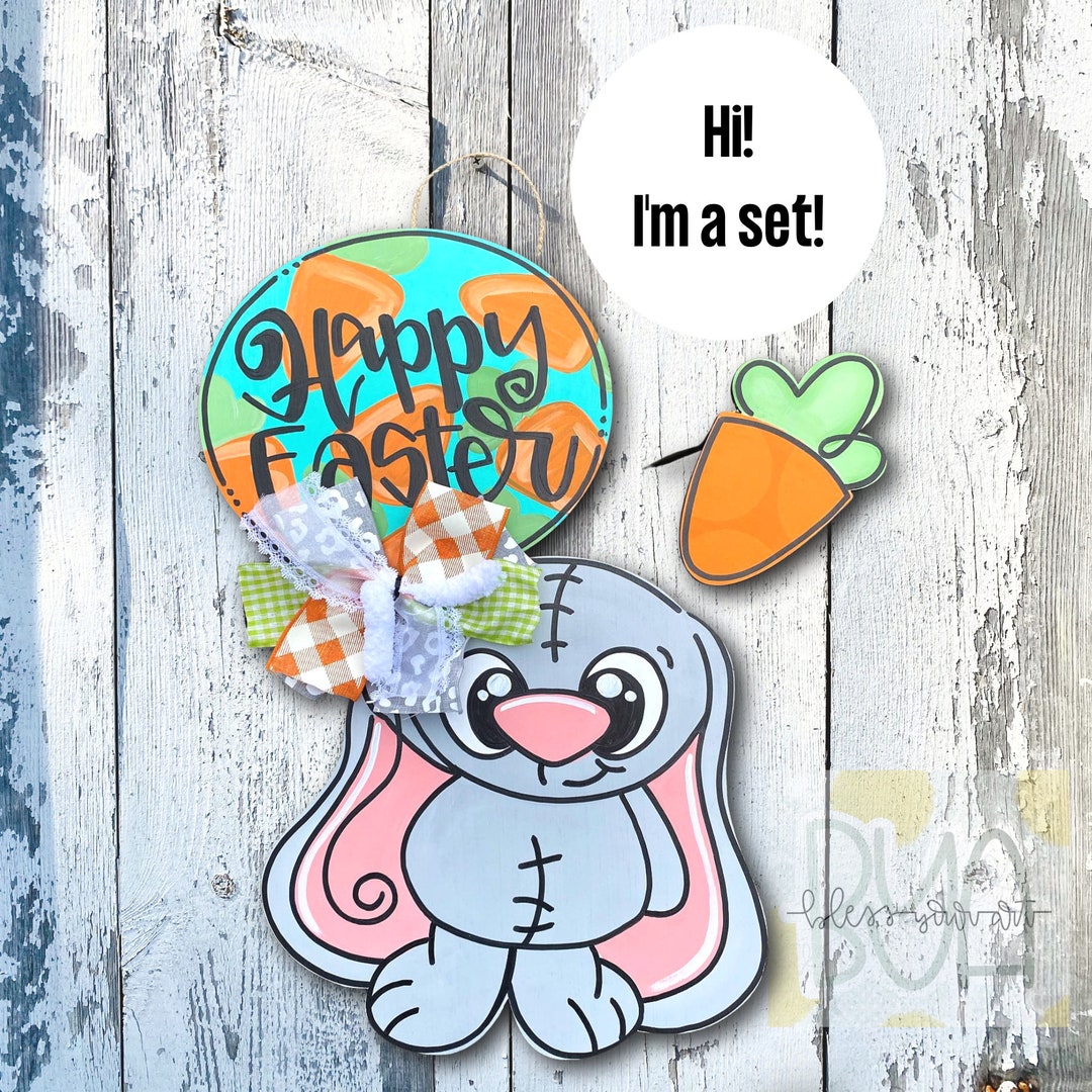 Happy Easter Door Hanger and Porch Leaner Attachment, Front Porch Decor ...