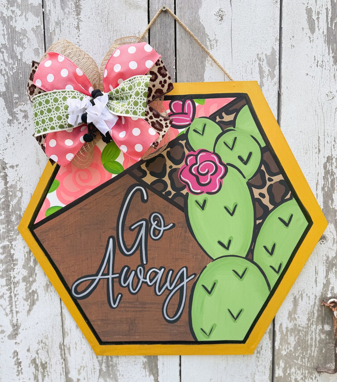 Go Away Door Sign, Cactus Door Decor, Boho Welcome Cactus, Cactus Door ...