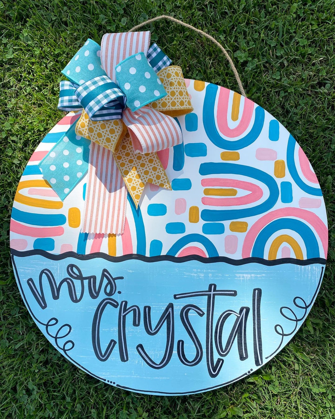 Teacher Wreath, Boho Door Hanger, Teacher Door Sign, Classroom Door ...