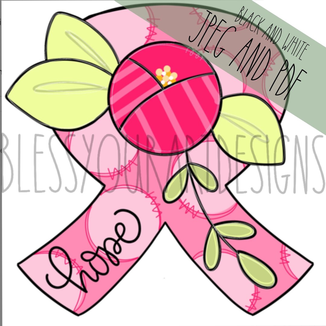 Door Hangertemplate: Awareness Ribbon Door Hanger Template, Digital ...