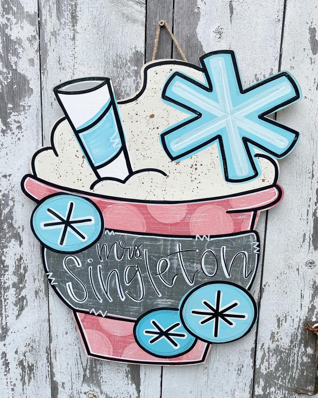 Personalized Winter Latte Door Hanger| Winter Door Decor| Porch Sign ...