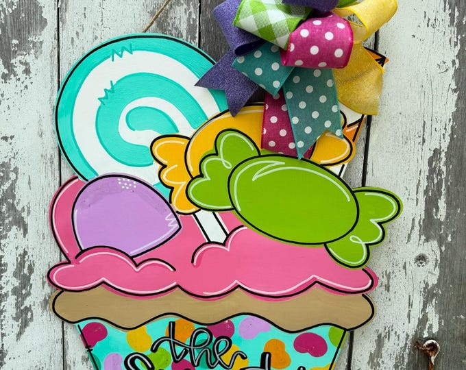 Candy Cupcake Door Hanger, Back to School Door Hanger, Teacher Sign ...