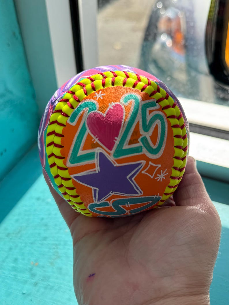 Custom Hand Painted Softball | Personalized Senior Gift, Player Name ...