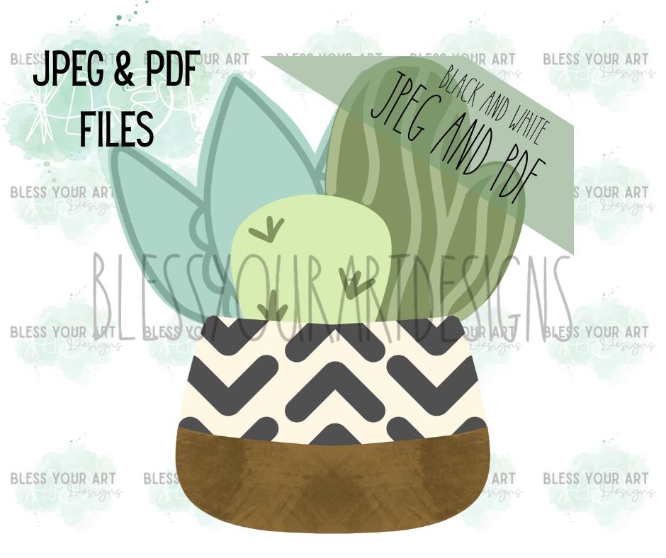 Printable Succulent Door Hanger Template, Boho Plant Sign, DIY Paint ...