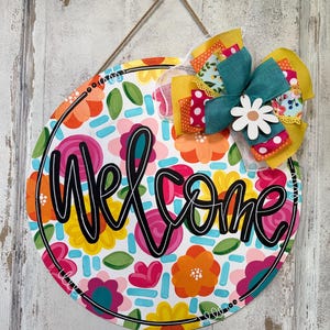 Spring Door Wreath Welcome Door Hanger Flower Door Decor Flower