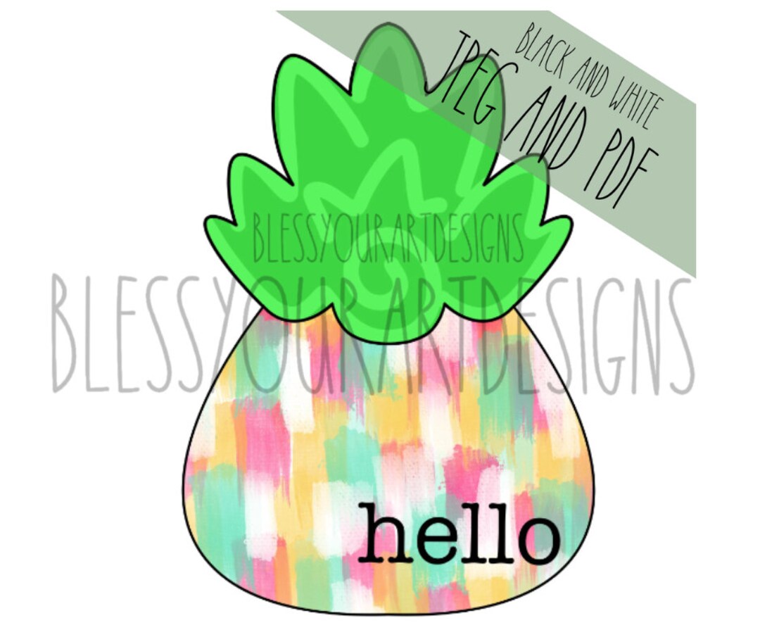 Door Hanger Template: Hello Pineapple Door Hanger Template, Digital ...