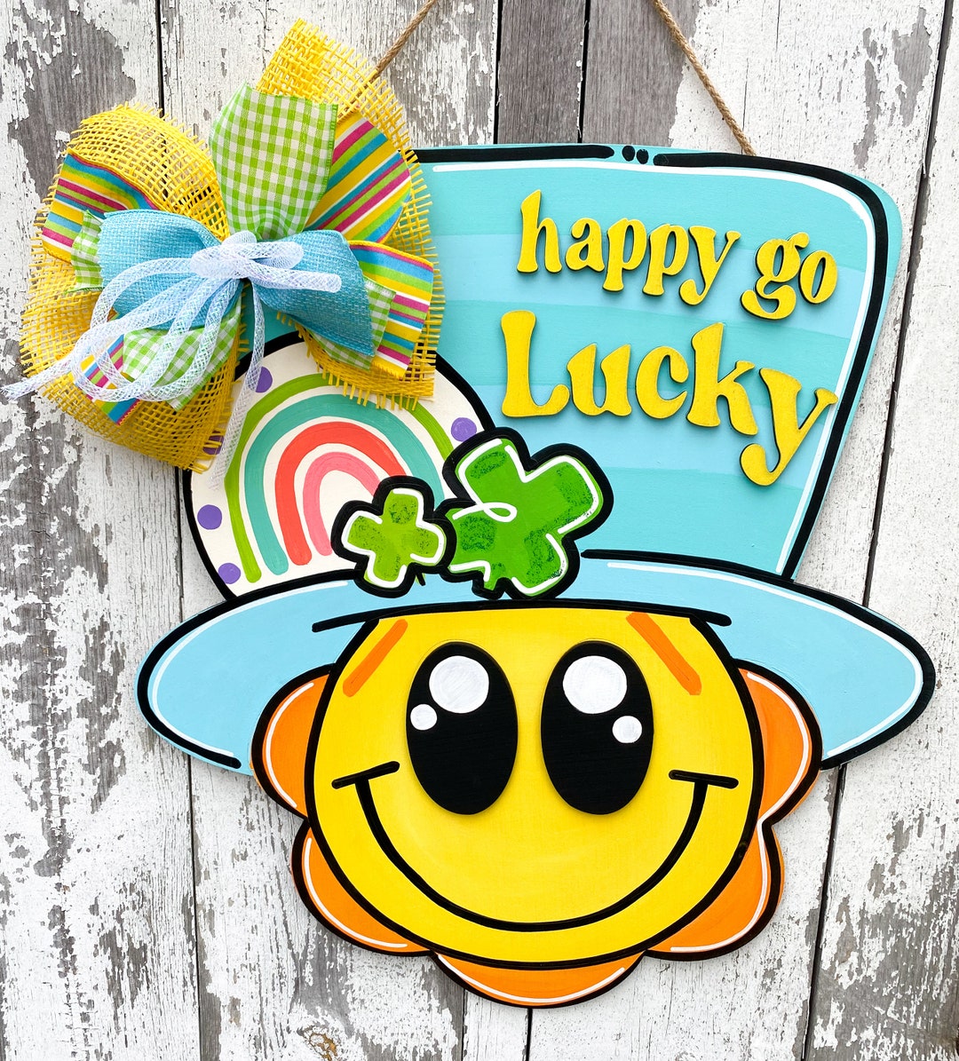 St Patricks Day Door Hanger, Front Door Wreath, Lucky Door Sign. St ...