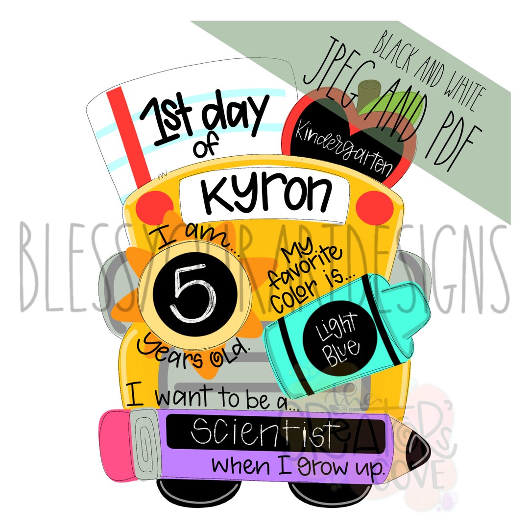 First Day of School Door Hanger Template: Chalkboard Design (PDF, JPEG ...