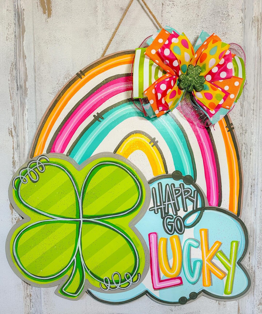 St. Patricks Day Door Decor, Front Door Decor, Rainbow Door Hanger ...
