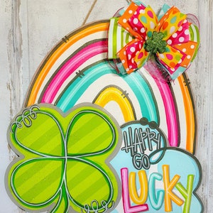 St. Patricks Day Door Decor, Front Door Decor, Rainbow Door Hanger ...