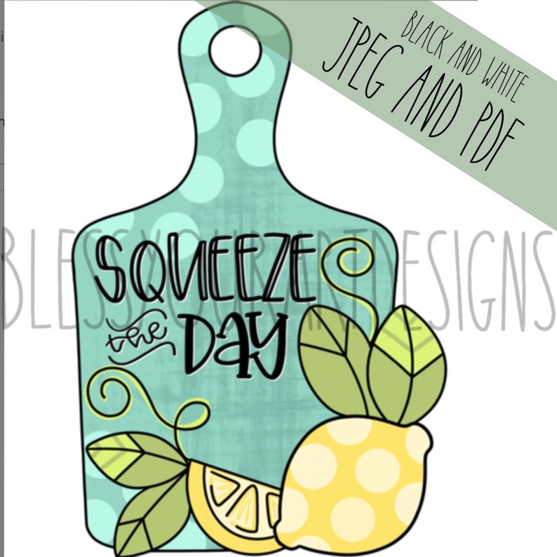 Squeeze the Day Door Hanger Template: Lemon Cutting Board (digital ...