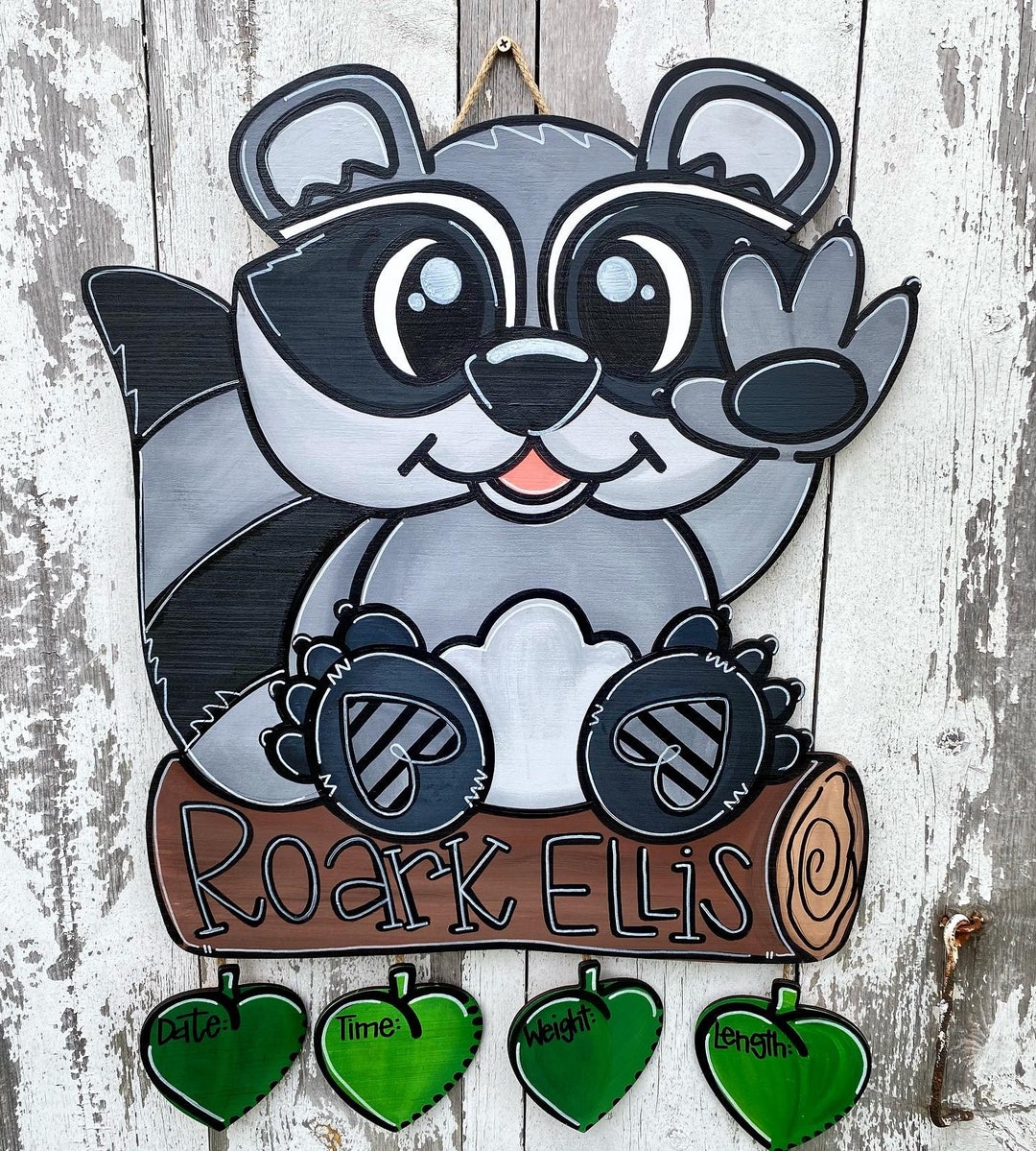 Racoon Hospital Baby Sign| Baby Stat Hanger, Baby Shower Gift,woodland ...