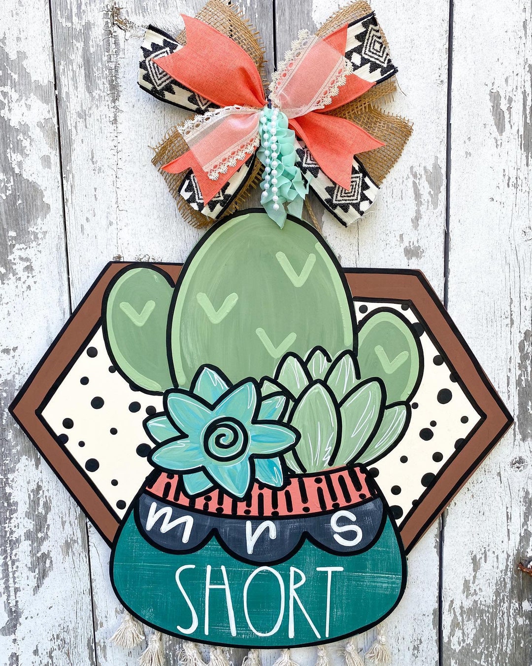 Teacher Door Sign, Personalized Wooden Door Hanger| Boho Decor| Teacher ...
