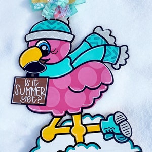 Winter Door Decor, Flamingo Door Hanger, Winter Door Wreath, Flamingo ...