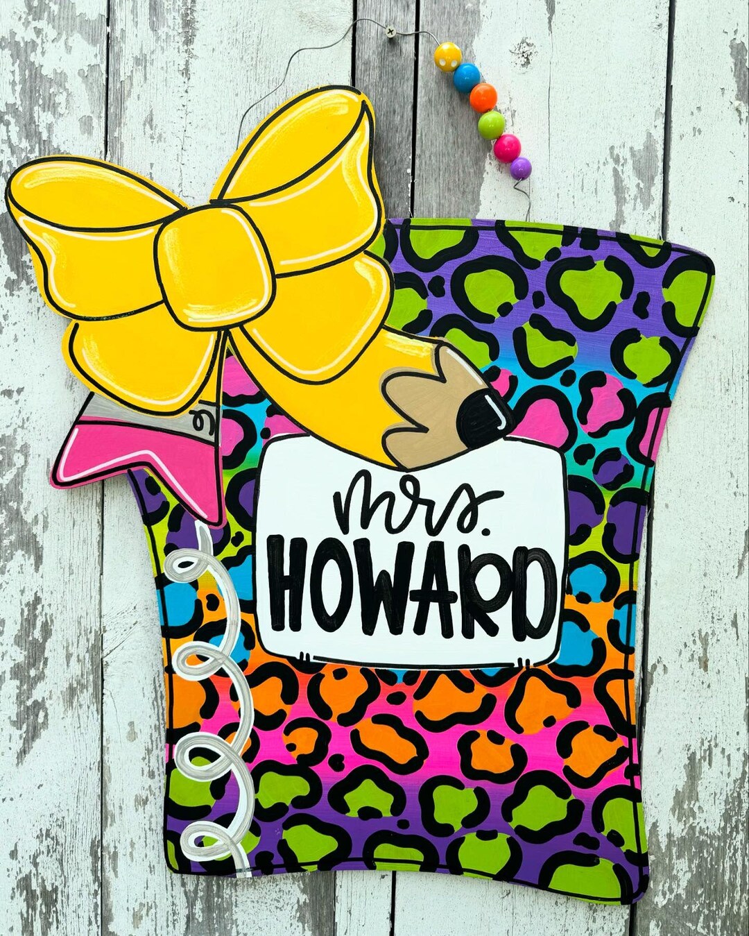 Teacher Door Hanger, Classroom Decor, Colorful Cheetah, Teacher Door ...