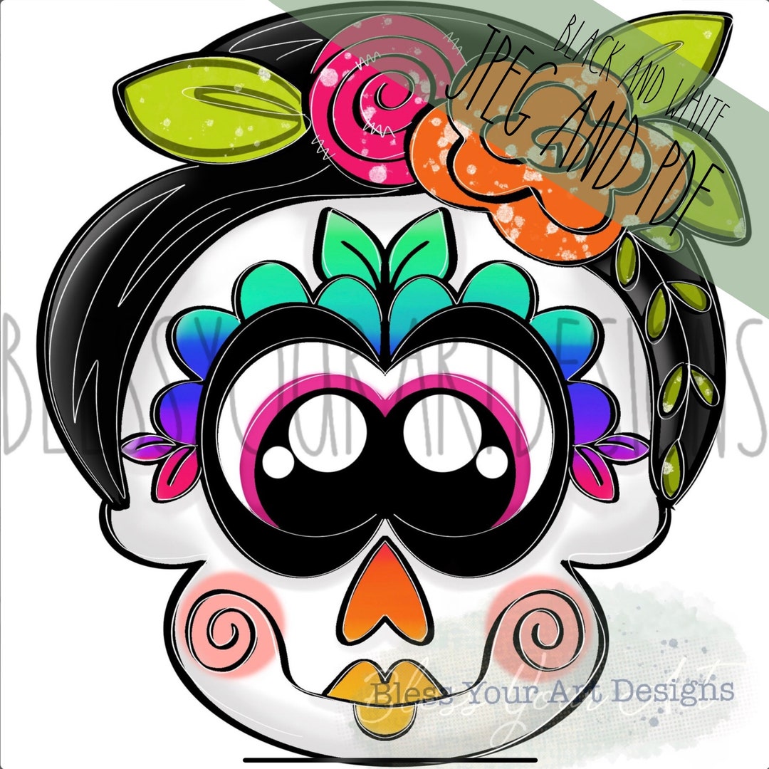 Door Hanger Template: Sugar Skull| Door Hanger Template, Digital ...
