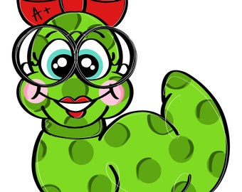 Bookworm Template - Etsy