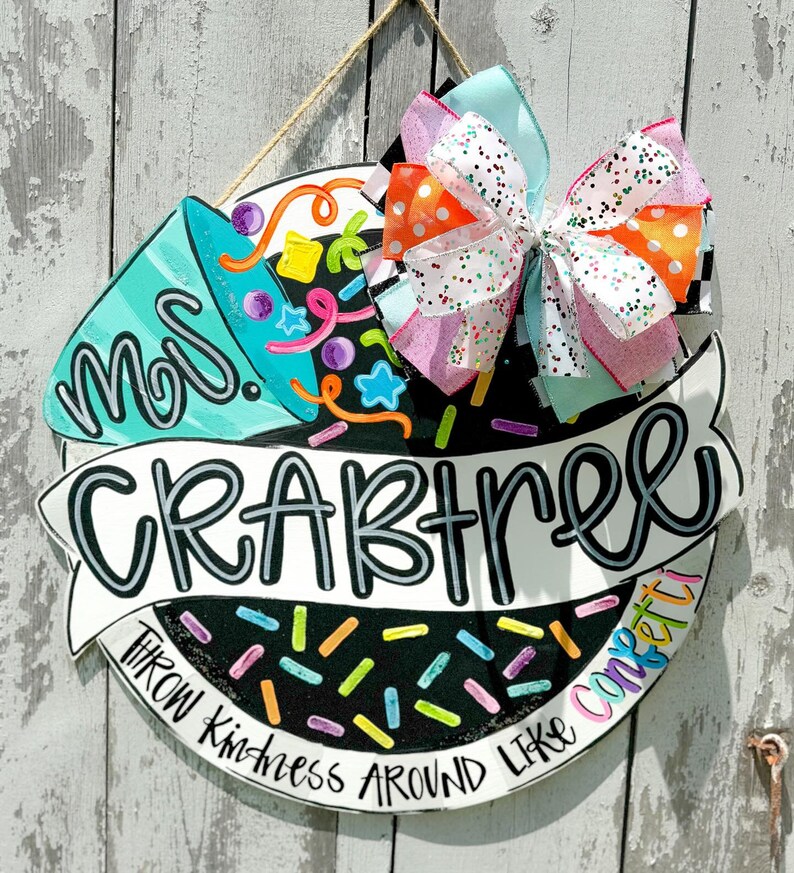 Teacher Door Hanger, Confetti Door Decor, Teacher Door Hanger, Teacher ...