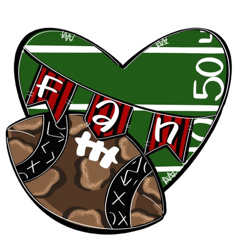 Football Heart Banner Door Hanger Downloadable File Printable - Etsy