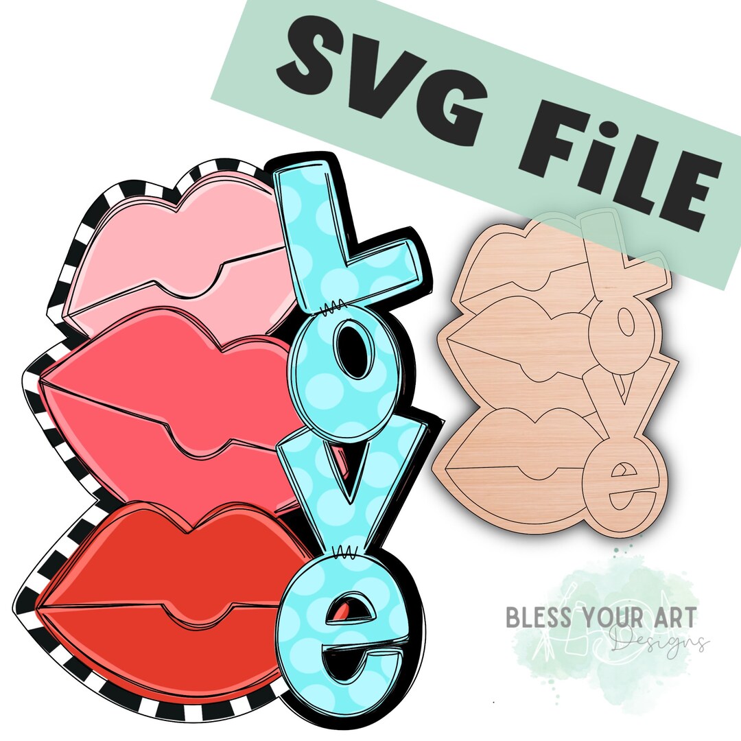 Door Hanger Svg-lips Love Digital Download, Welcome Sign SVG, Laser Cut ...