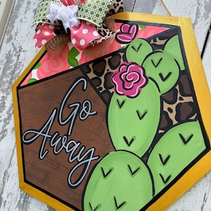 Go Away Door Sign, Cactus Door Decor, Boho Welcome Cactus, Cactus Door ...
