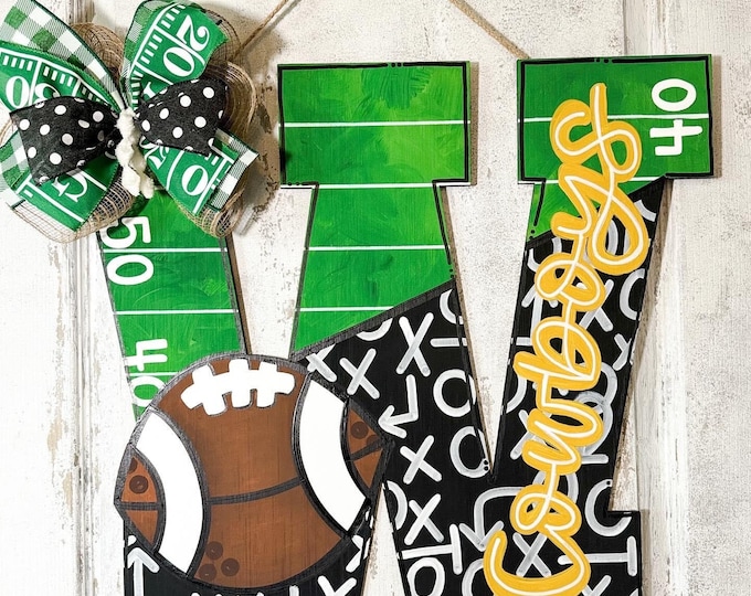 Personalized Football Door Hanger, Football Door Sign, Team Door Decor ...