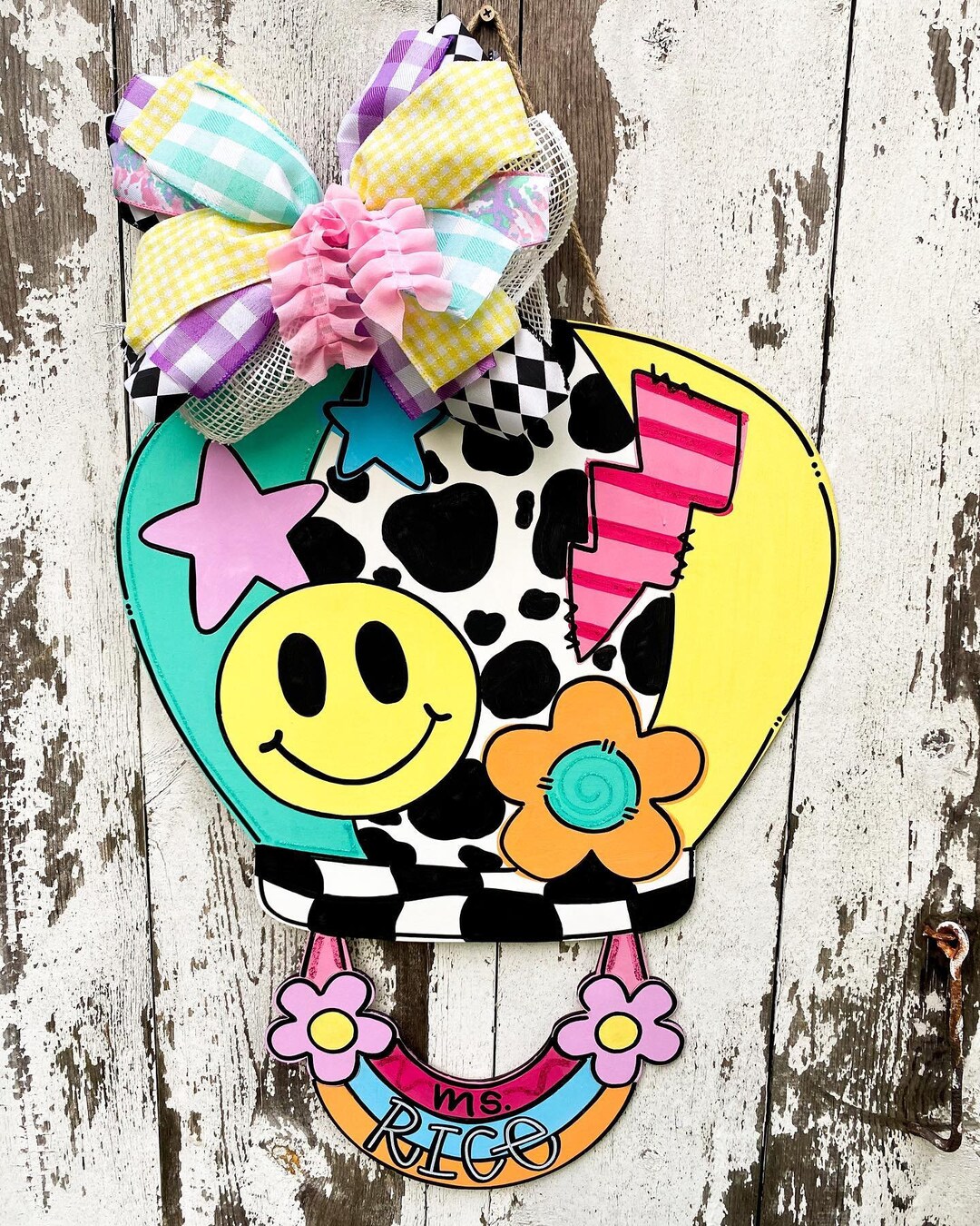 Teacher Door Sign, Smiley Door Decor, Classroom Door Sign, Hot Air ...