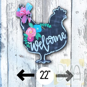 Spring Chicken Door Hanger, Chicken Decor, Farmhouse Decor, Welcome ...