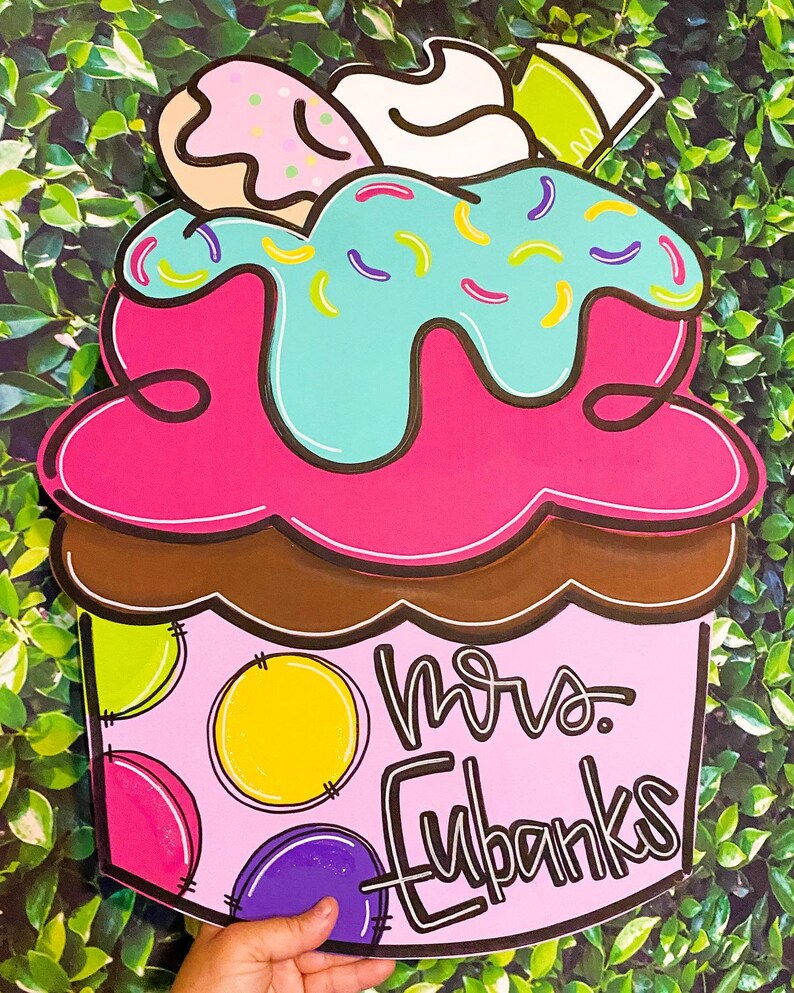 Donut Cupcake Door Hanger Teacher Door Hanger Classroom - Etsy