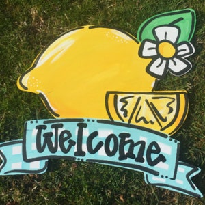 Welcome Lemon Door Hanger, Summer Door Hanging, Porch Sign, Lemon Door ...