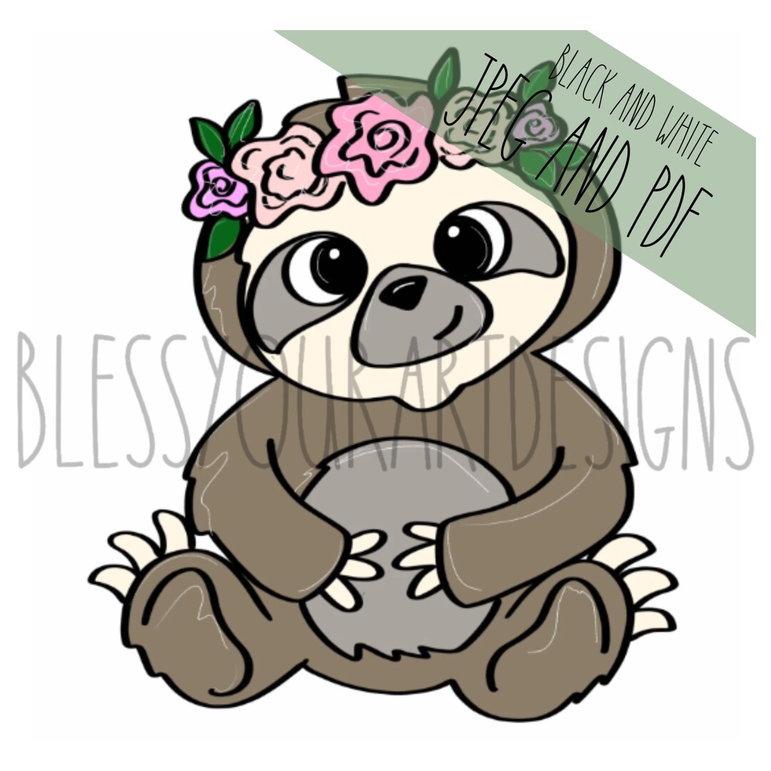 Door Hanger Template: Sloth Door Hanger Template, Sloth Decor, Sloth ...