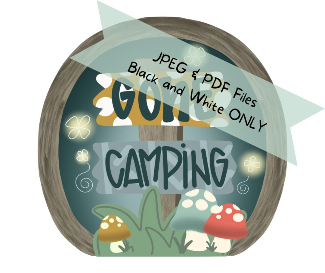Door Hanger Template: Gone Camping, Digital Download, Instant Download ...
