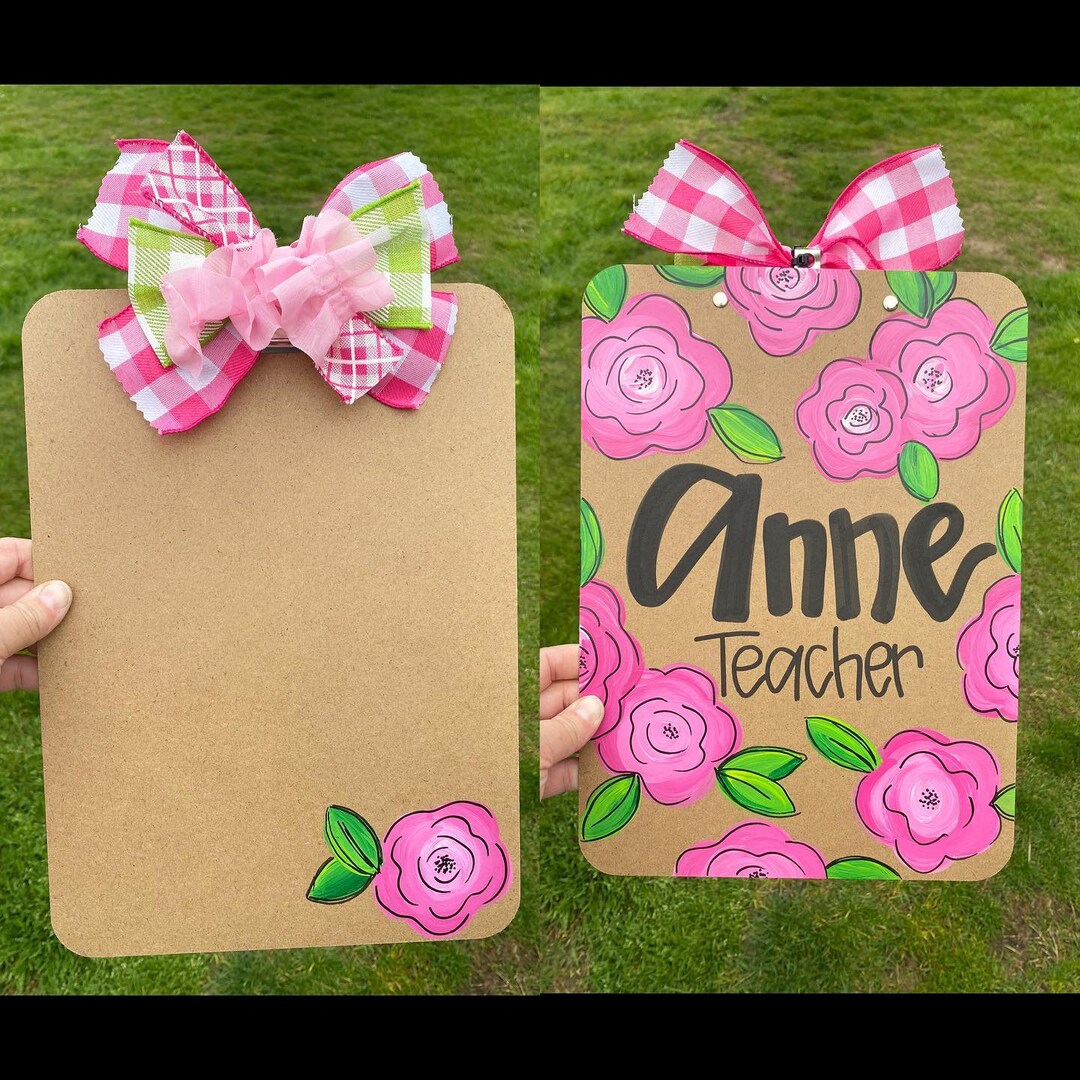 Hand Painted Floral Clipboard: Personalized Gift for Teachers, Nurses ...
