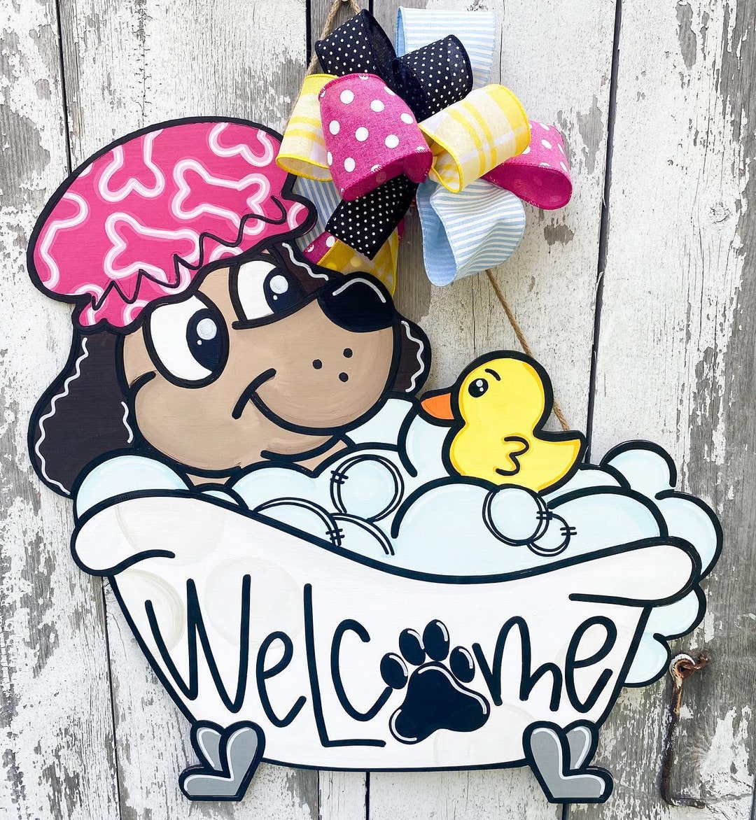 Dog Door Hanger, Dog Groomer Decor, Dog Groomer Sign, Doggy Bath Door ...