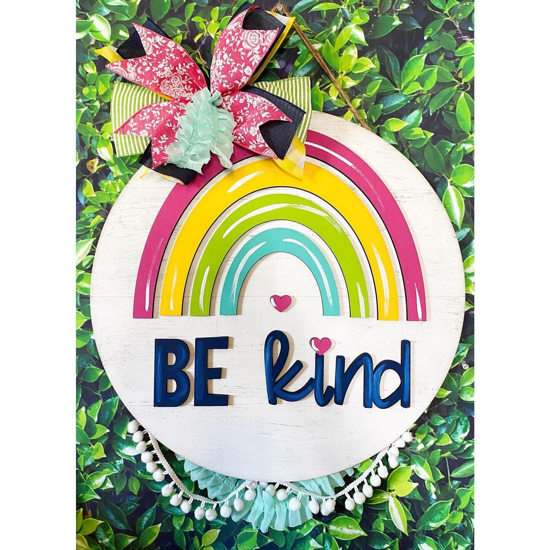 Be Kind Door Hanger| Stacked Door Hanger| Rainbow Door Sign| Teacher ...