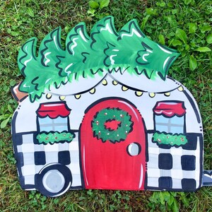 Christmas Camper Door Hanger, Christmas Decor, Christmas Tree, Camper ...