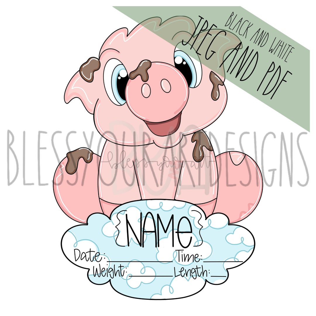 Door Hanger Template: Baby Pig Door Hanger Template, Pig Door Hanger ...