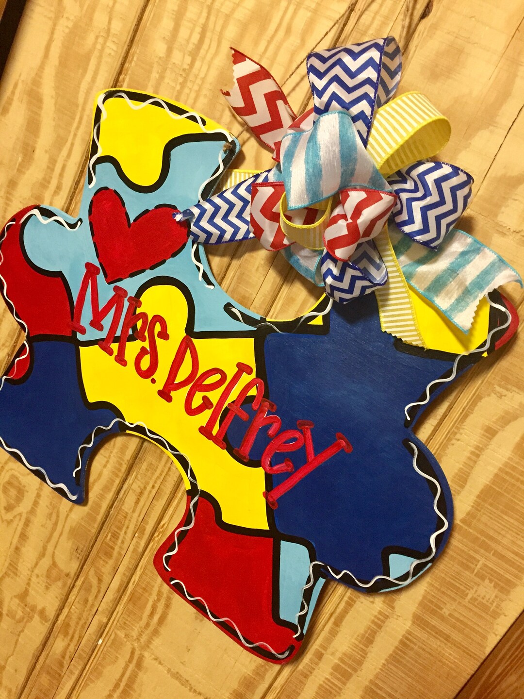 Autism Awareness Door Hanger, Teacher Door Sign, Puzzle Piece Door Sign ...