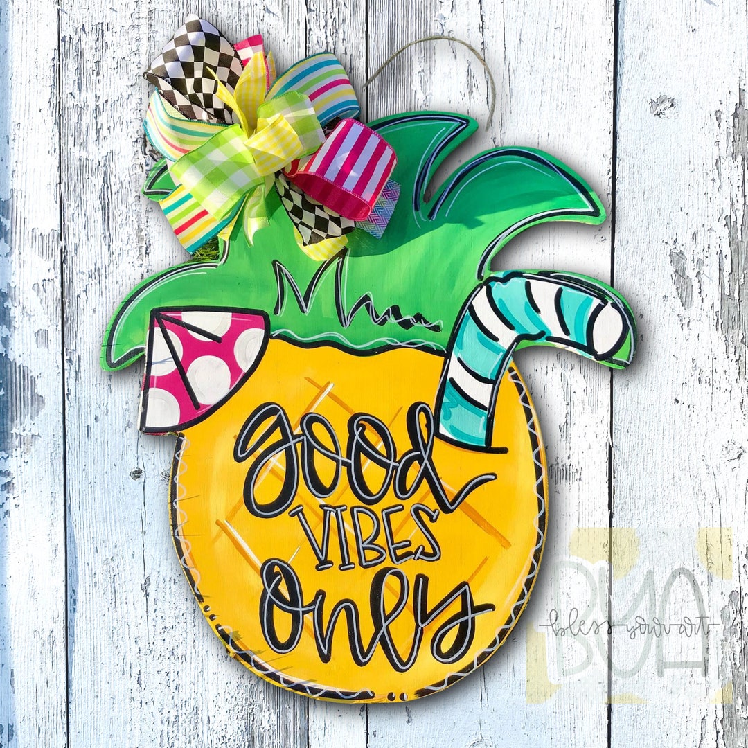 Summer Pineapple Door Hanger, Summer Porch Decor, Pool Sign, Pineapple ...