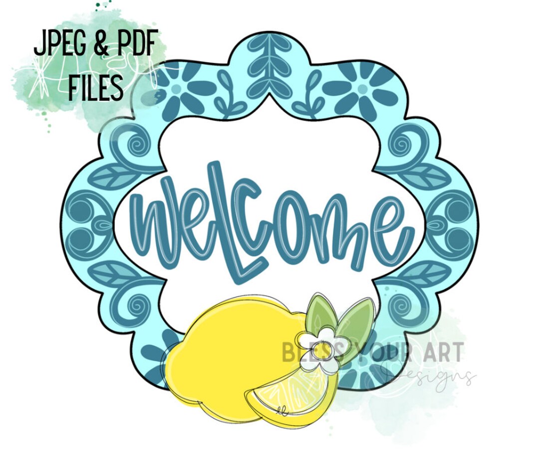 Door Hangertemplate: Welcome Lemon Door Hanger Template, Digital ...